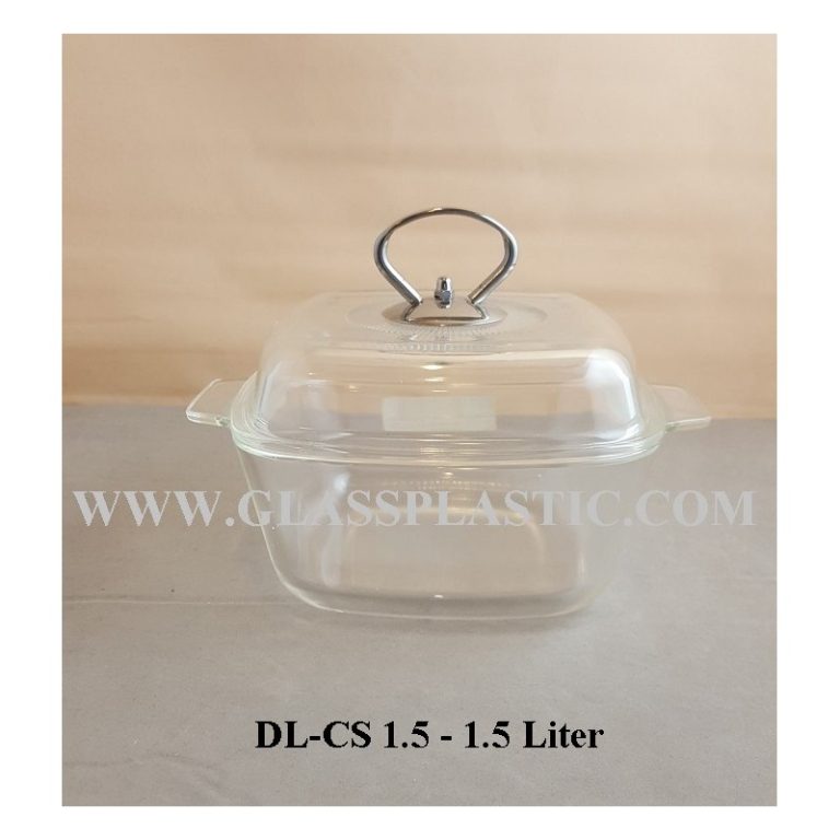 1.5 liter Square Casserole glass Jar – Glass & Plastic Sdn. Bhd.