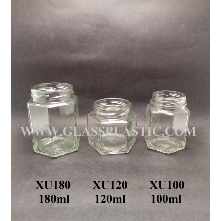 Hexagon Food Glass Jar – 100ml, 120ml & 180ml – Glass & Plastic Sdn. Bhd.