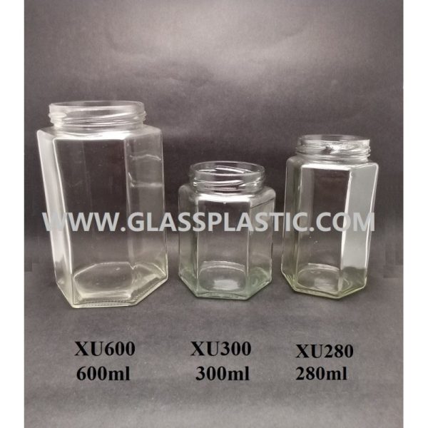 Hexagon Food Jar -280ml, 300ml & 600ml – Glass & Plastic Sdn. Bhd.